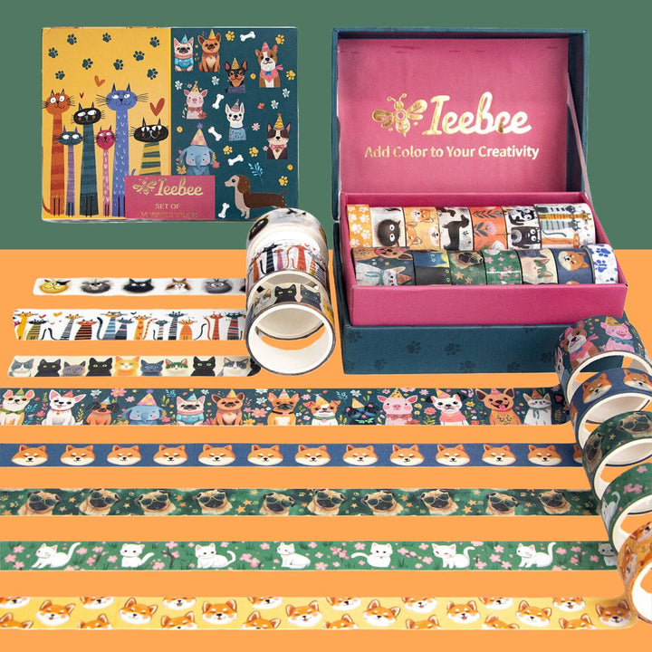 Cute Carnival Washi Tapes - 14 Rolls Vibrant Colors | IEEBEE