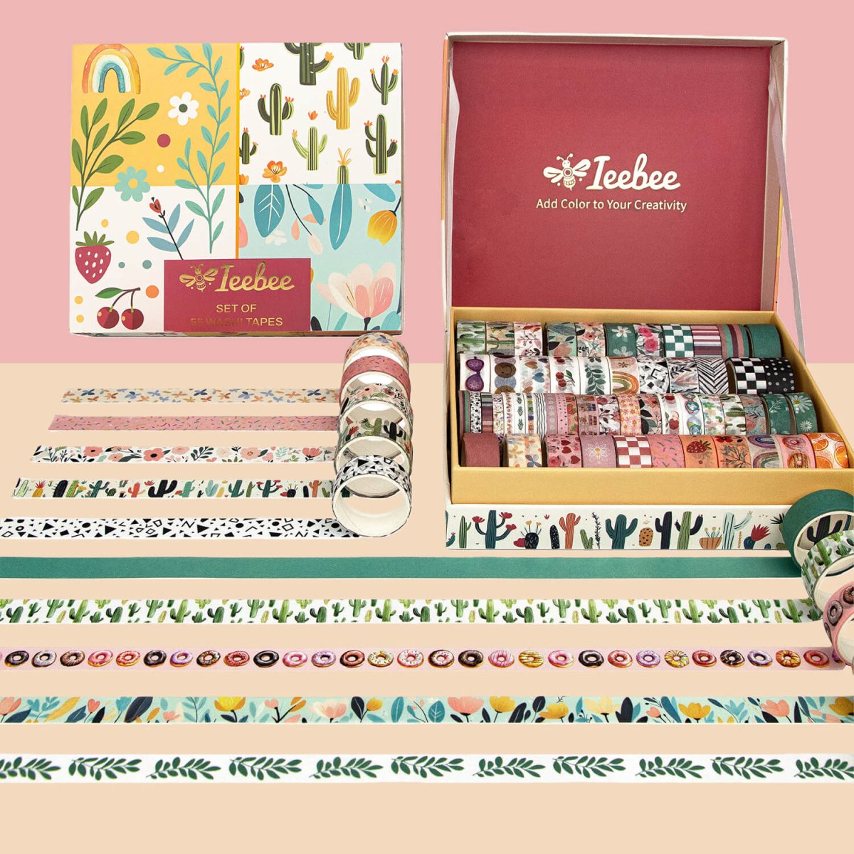 Mellow Wonder Washi Tape Set-55 Rolls Soft Colors & Patterns – IEEBEE
